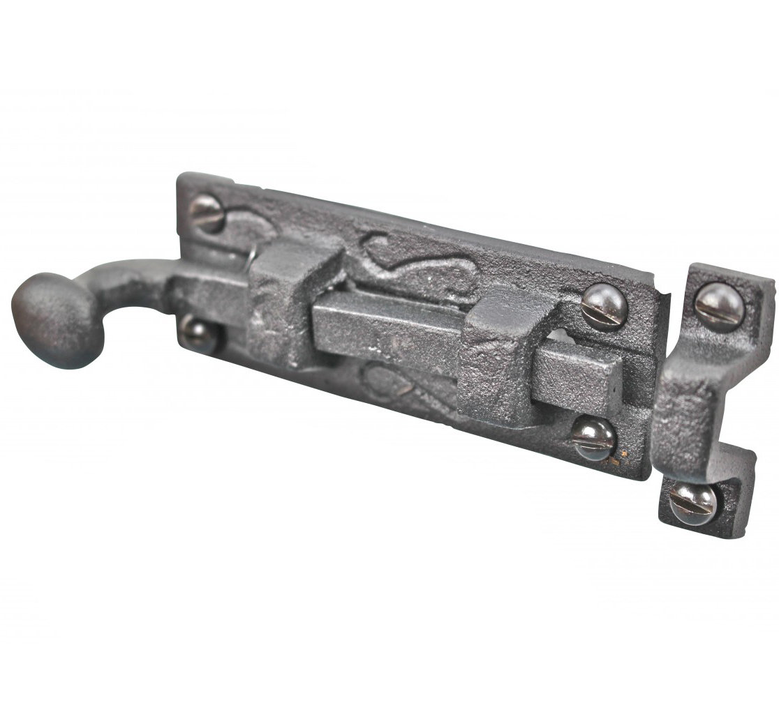 The Renovators Supply Inc. Black Wrought Iron Slide Bolt Rust Resistant ...