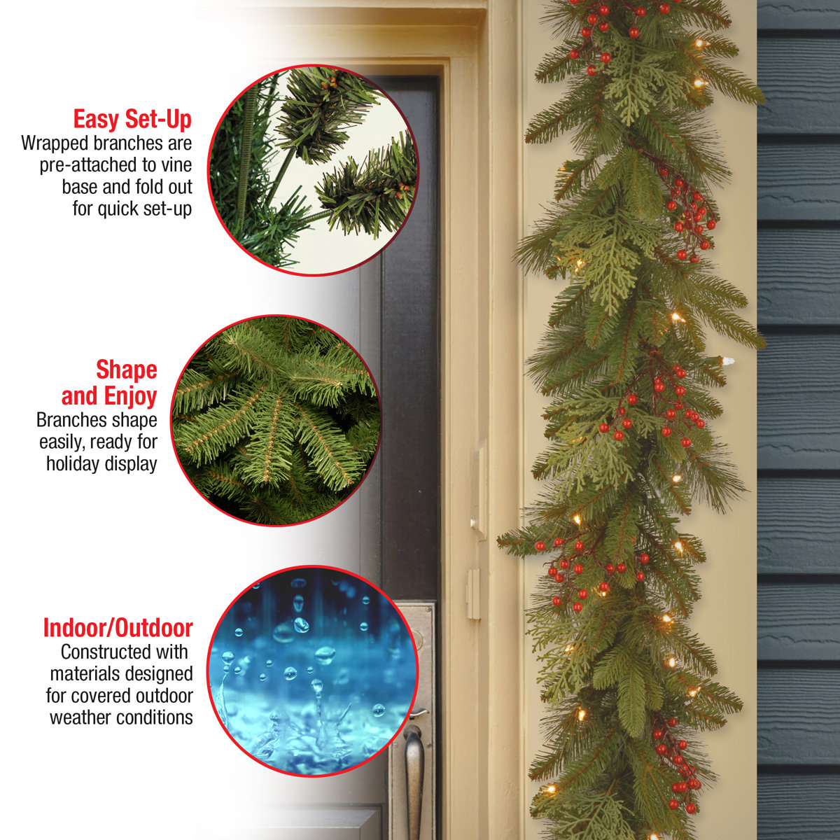 The Holiday Aisle® 9ft. Classical Collection Garland with Clear Lights ...