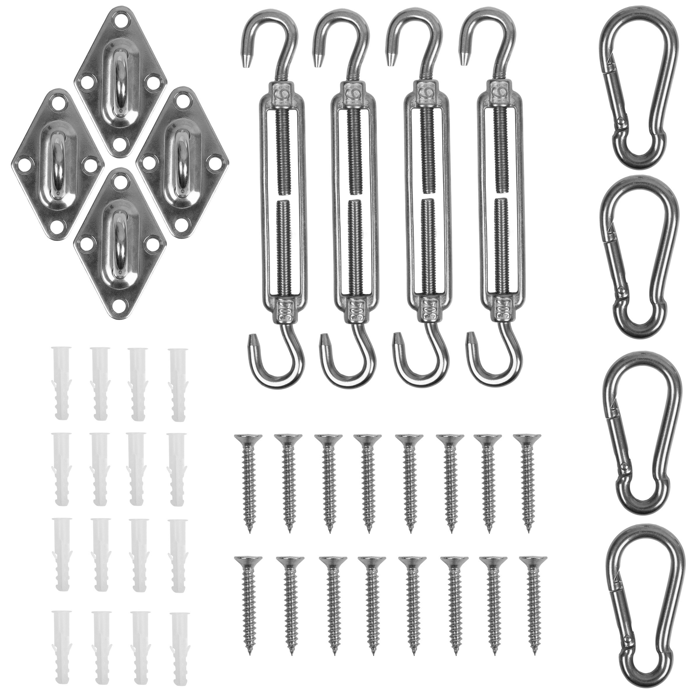 Pure Garden Shade Sail Hardware Kit - 44 Piece Heavy Duty Stainless ...