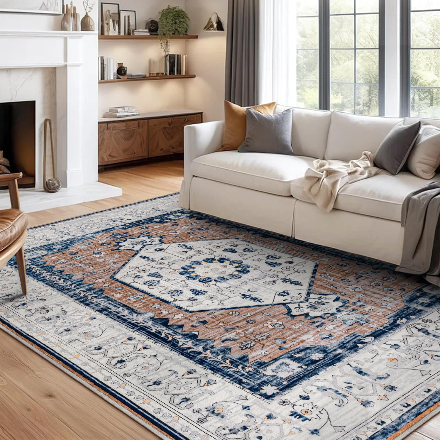 Bungalow Rose Washable Rugs 5X7, Traditional And Vintage Rug, Soft ...