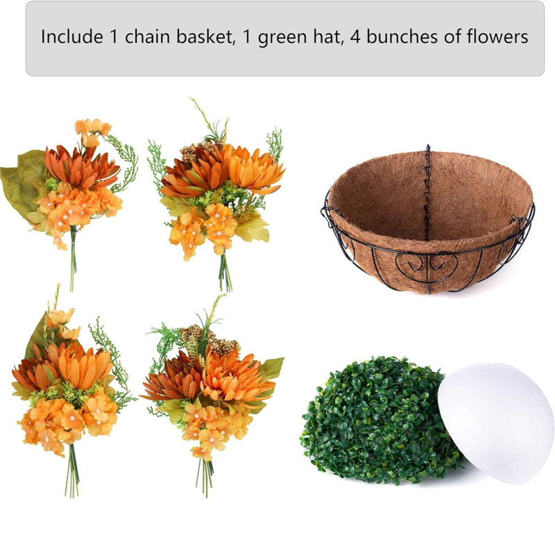 Ophelia & Co. Artificial Fall Hanging Mums Baskets | Wayfair