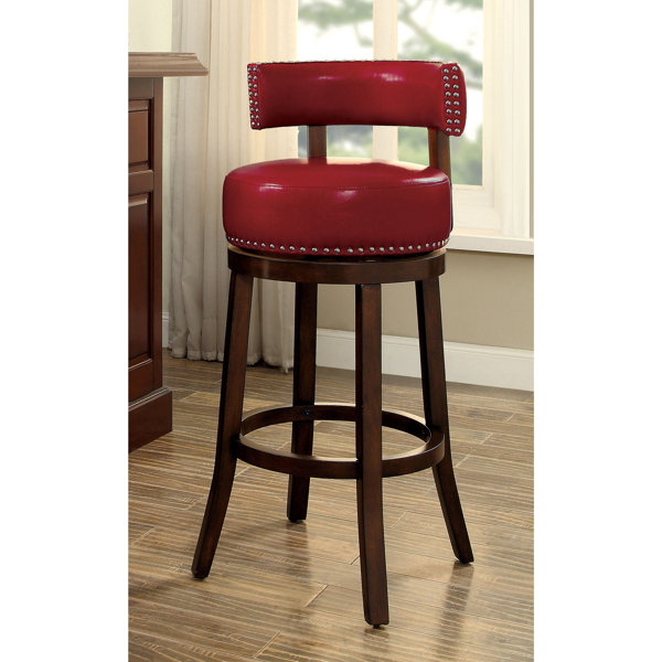 Wade Logan® Delevan Swivel Upholstered Counter Stool with Solid Wood ...
