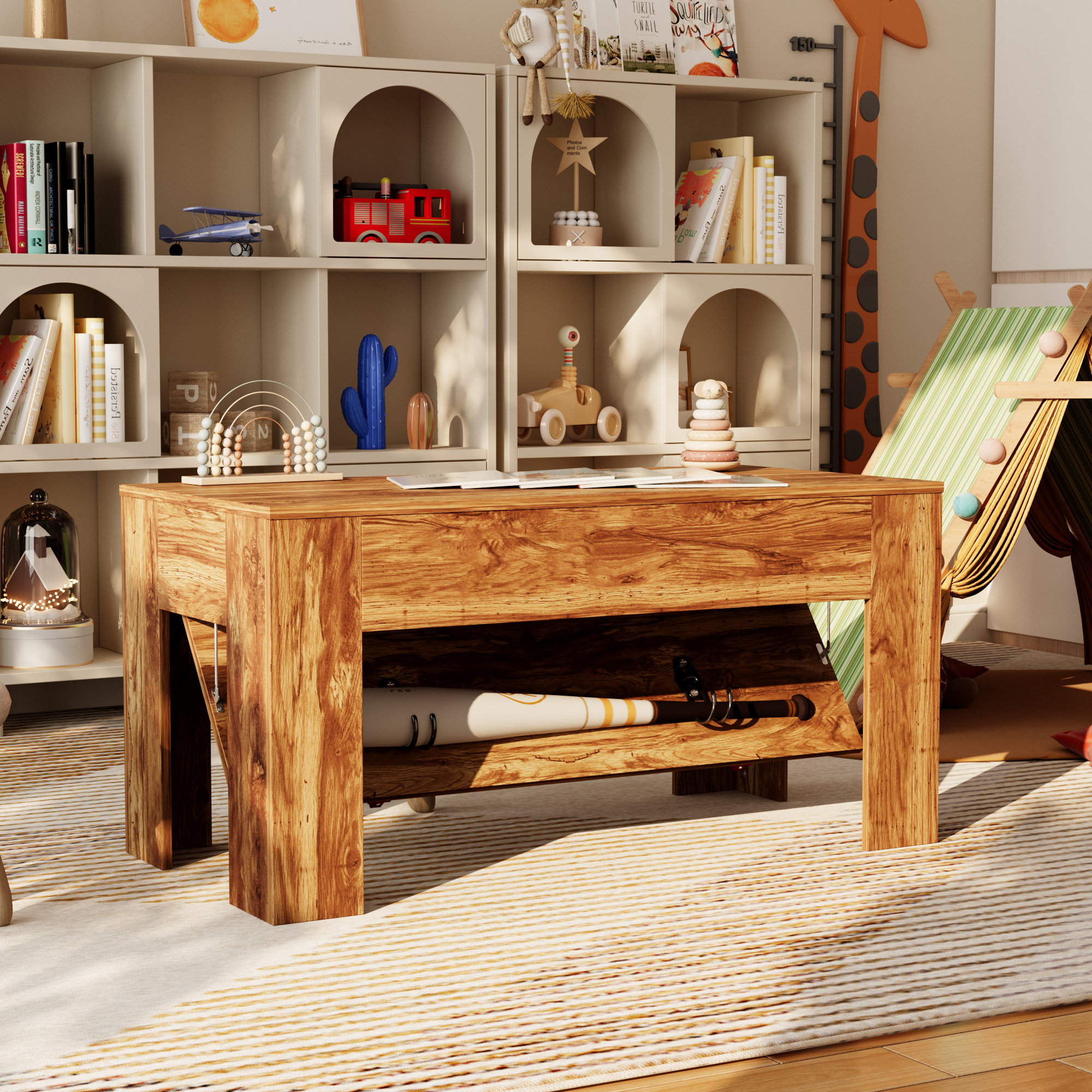 Ebern Designs 39.4" Wide Kids Activity Table With Hidden Storage ...