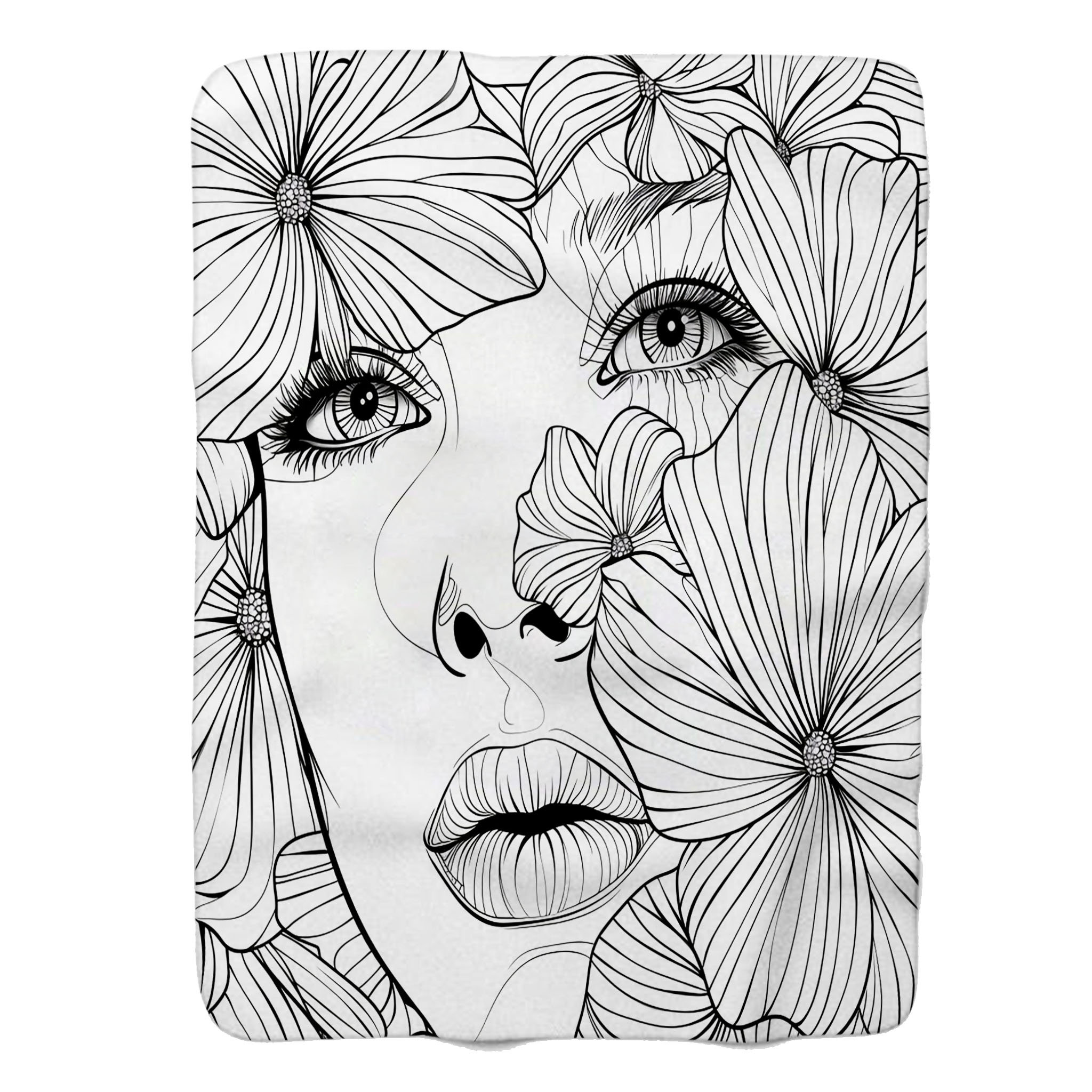 MentionedYou Floral Face Line Art - 1 Piece Premium Blanket | Wayfair