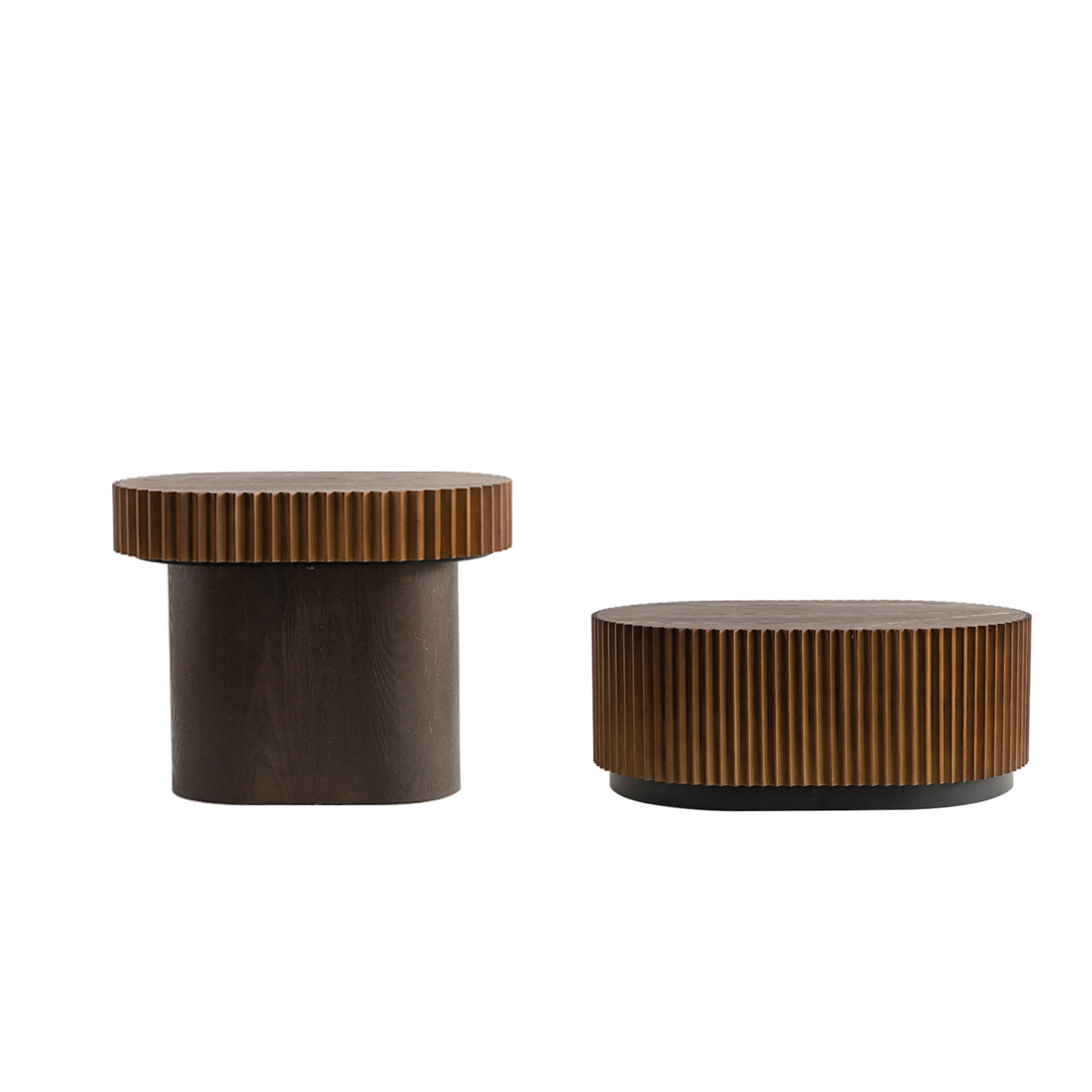 Latitude Run® Set Of 2 Round Nesting Coffee Tables With Chic Wave ...