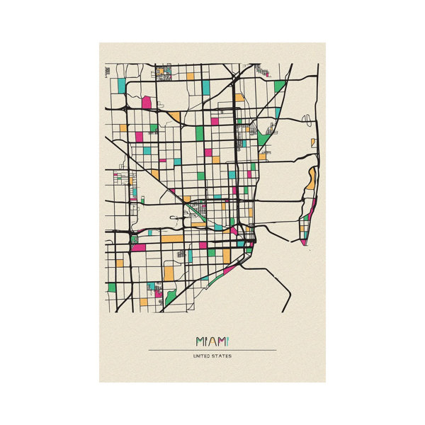 Borough Wharf Miami, Florida Map by Ayse Deniz Akerman - Wrapped Canvas ...