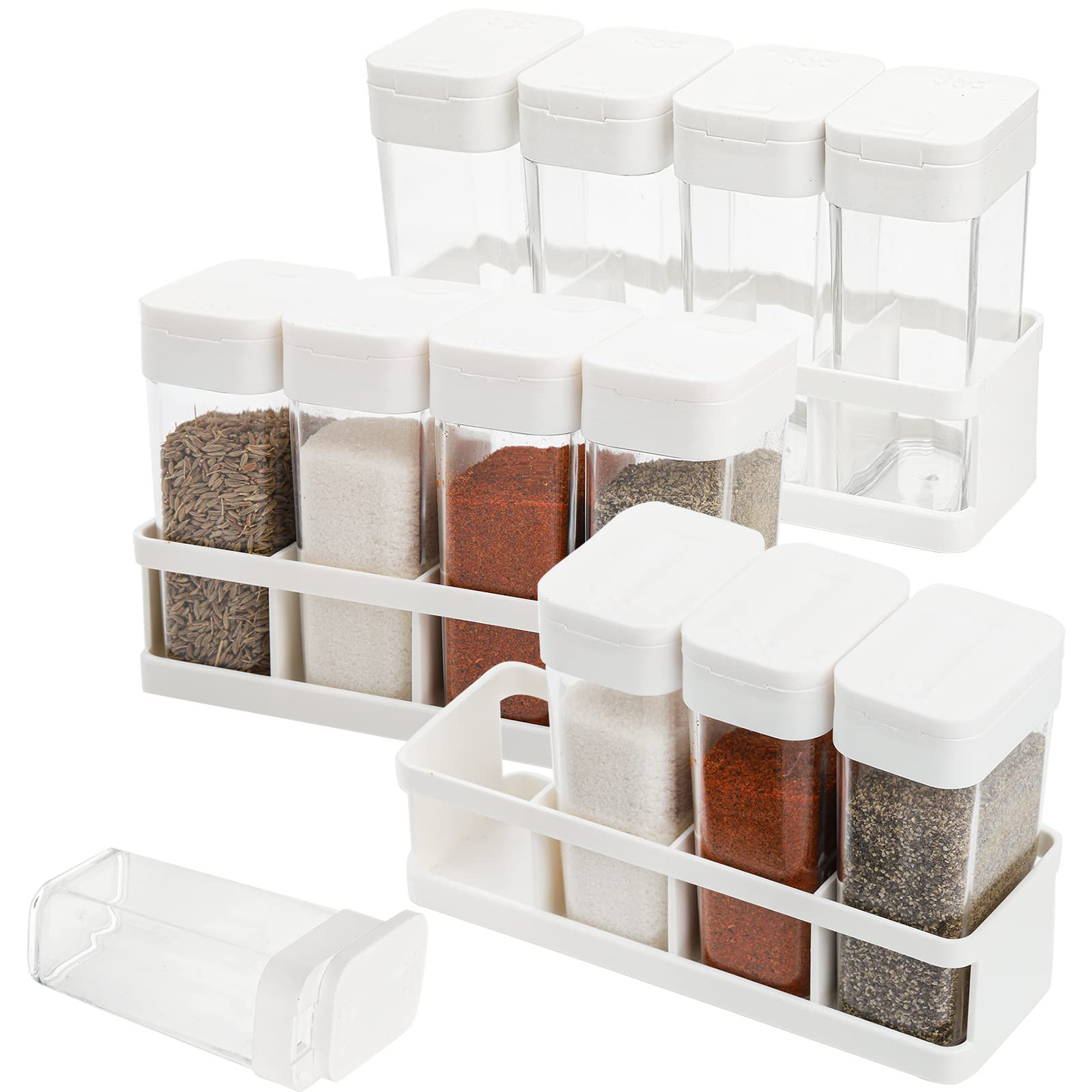 Latitude Run® 12-Piece Spice Jars, Plastic Spice Box Set With Lids ...
