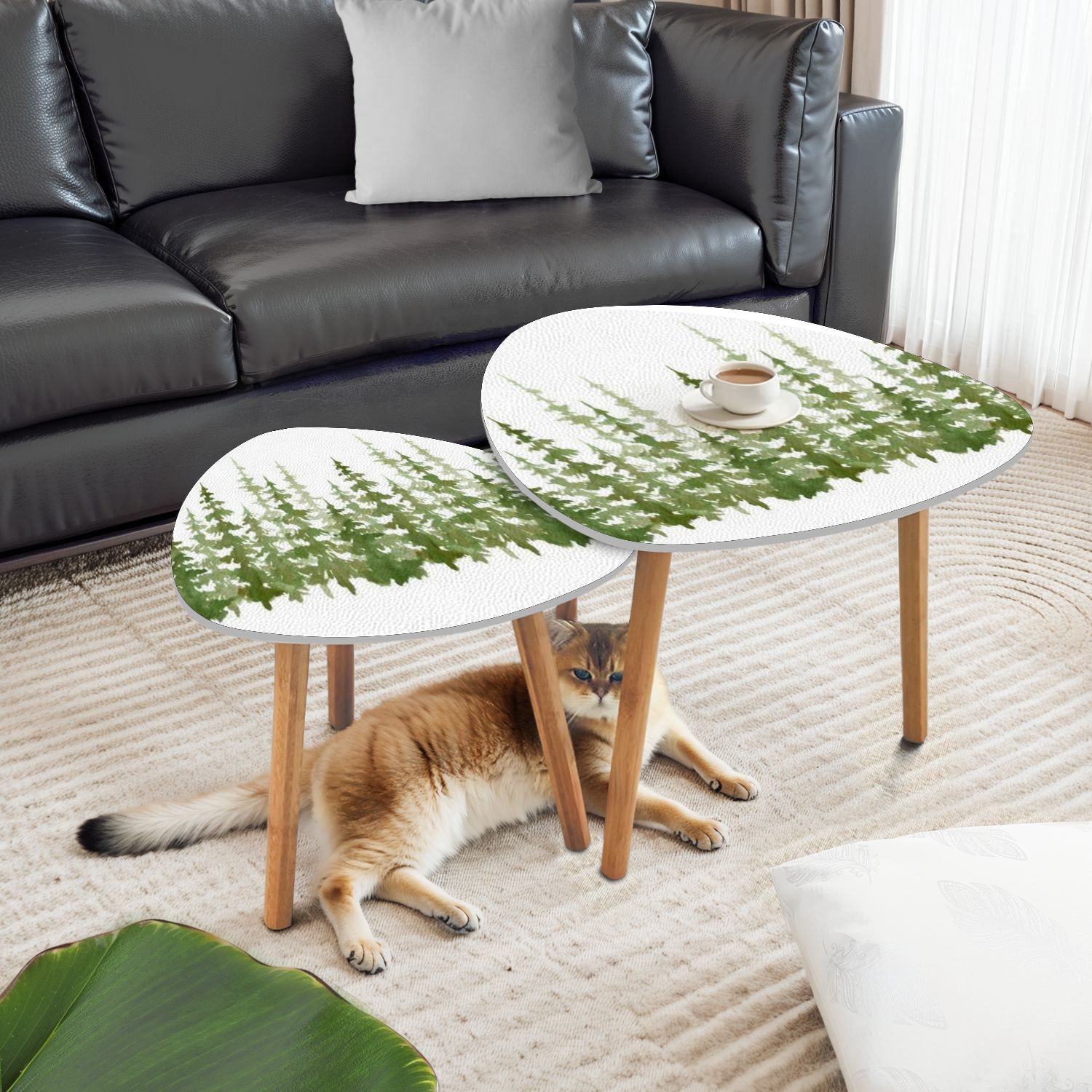 George Oliver Triangle Nesting Coffee Table Set of 2 Watercolor ...