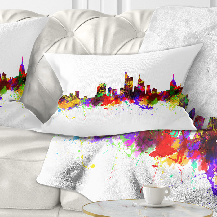 Design Art Frankfurt Germany Skyline - Cityscape Printed Pillow | Wayfair