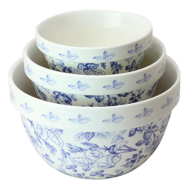 Grace's Tea Ware Pantry Size Nested 3 Piece Porcelain Mixing Bowl Set ...