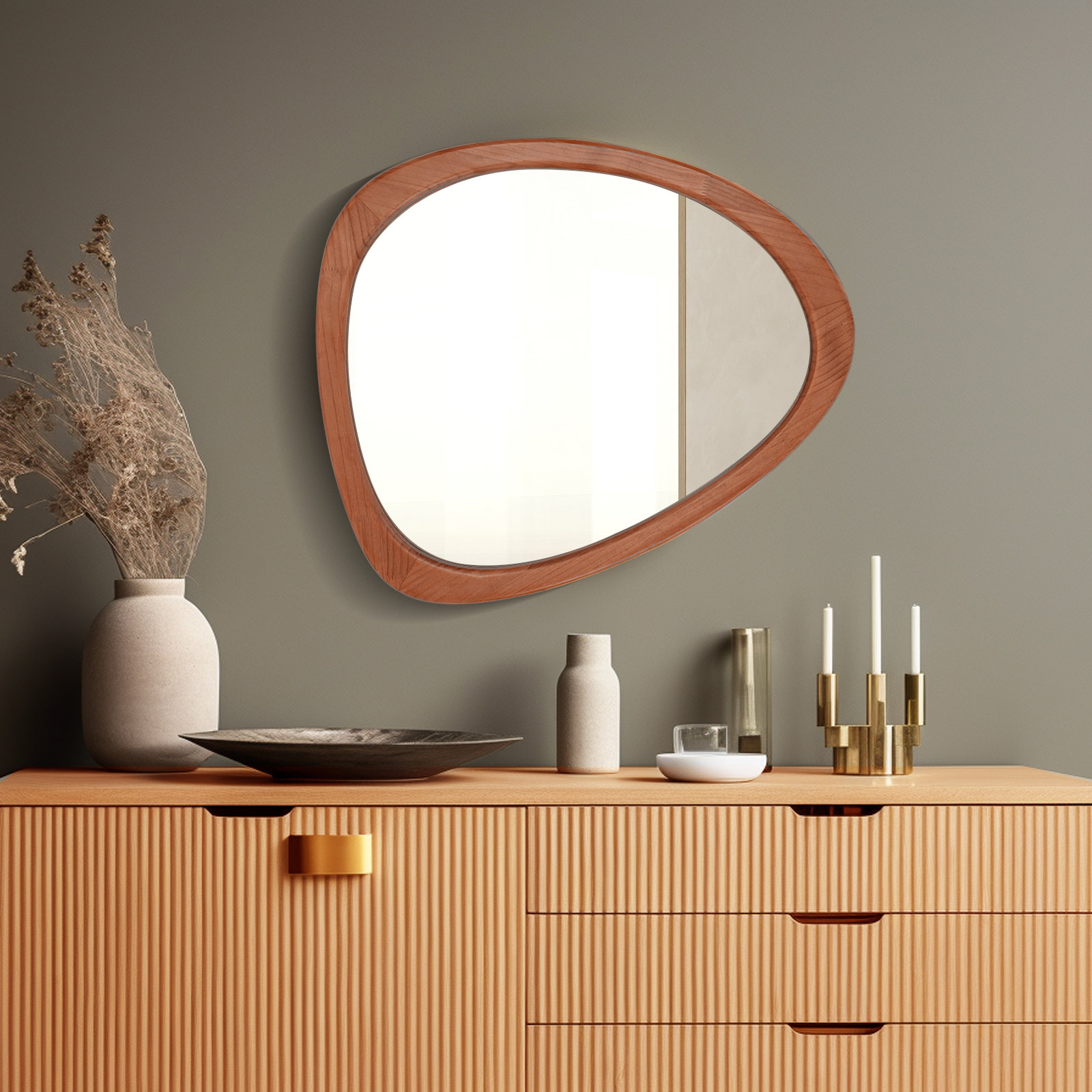 Wrought Studio™ Cotesfield Wood Accent Mirror Irregular Decorative ...