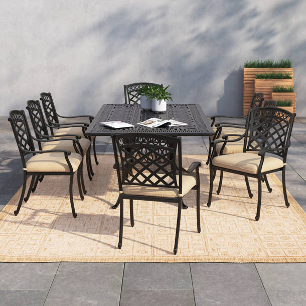 Bloomsbury Market Anae 11-Piece Patio Dining Set with Cushions and 46 x ...