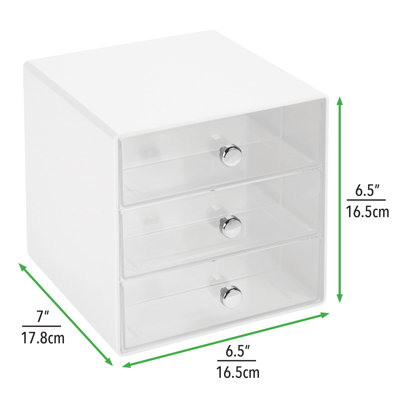 mDesign Plastic Glasses Storage Organizer Box with 3 Drawers | Wayfair
