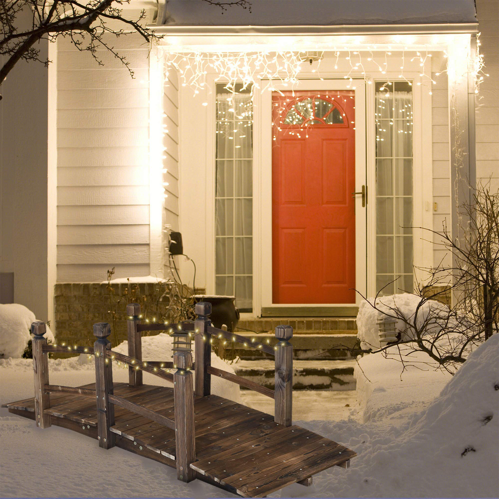 Rosalind Wheeler 5FT Wooden Garden Bridge Arch Stained Finish ...