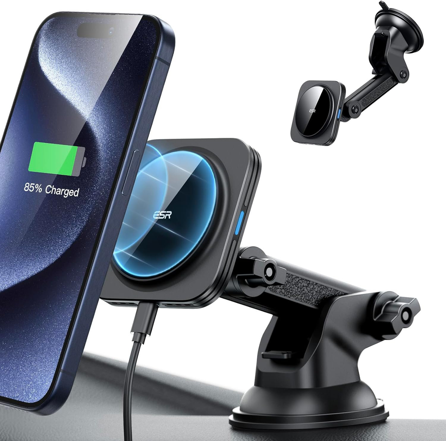 ESR HaloLock Magnetic Car Wireless Charger Black | Wayfair