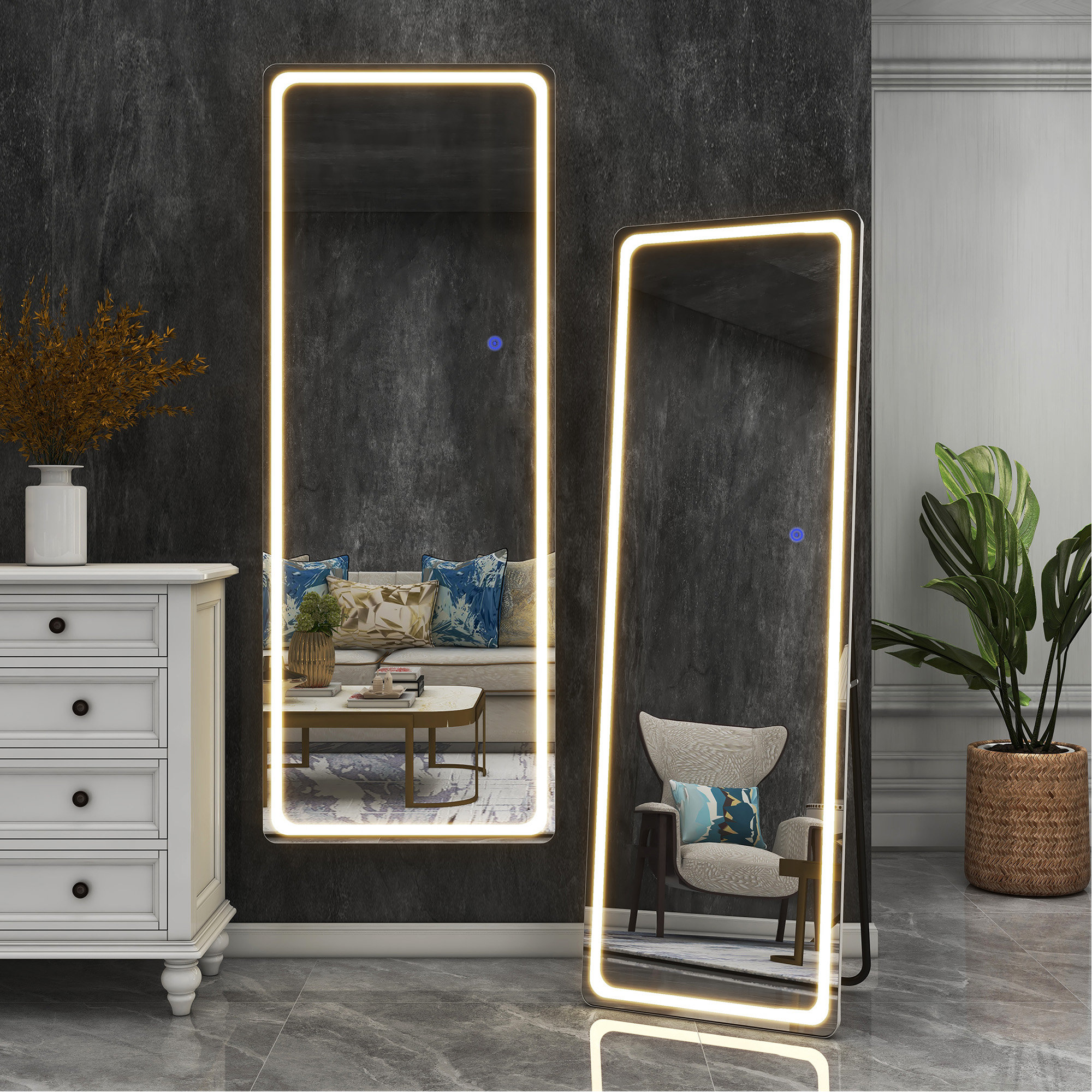 Ivy Bronx Stylish Standing Mirror With Full-Length Reflection And ...