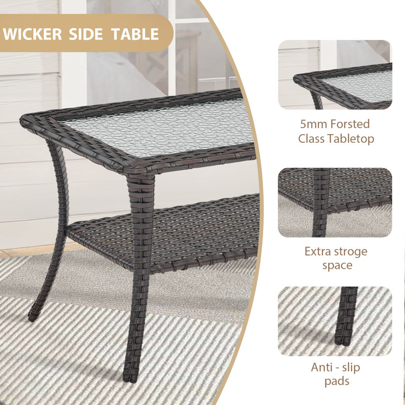 Hummuh Carolina Rectangular 40'' L x 20'' W Outdoor Coffee Table ...