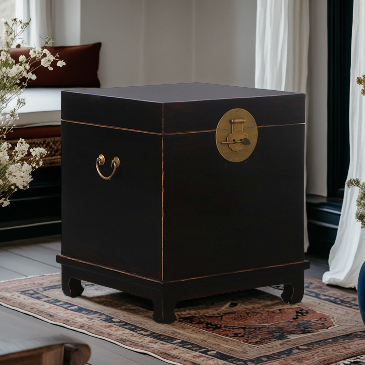 HUGESTO Retro Black Elm Wood Small Accent Trunk - Wayfair Canada
