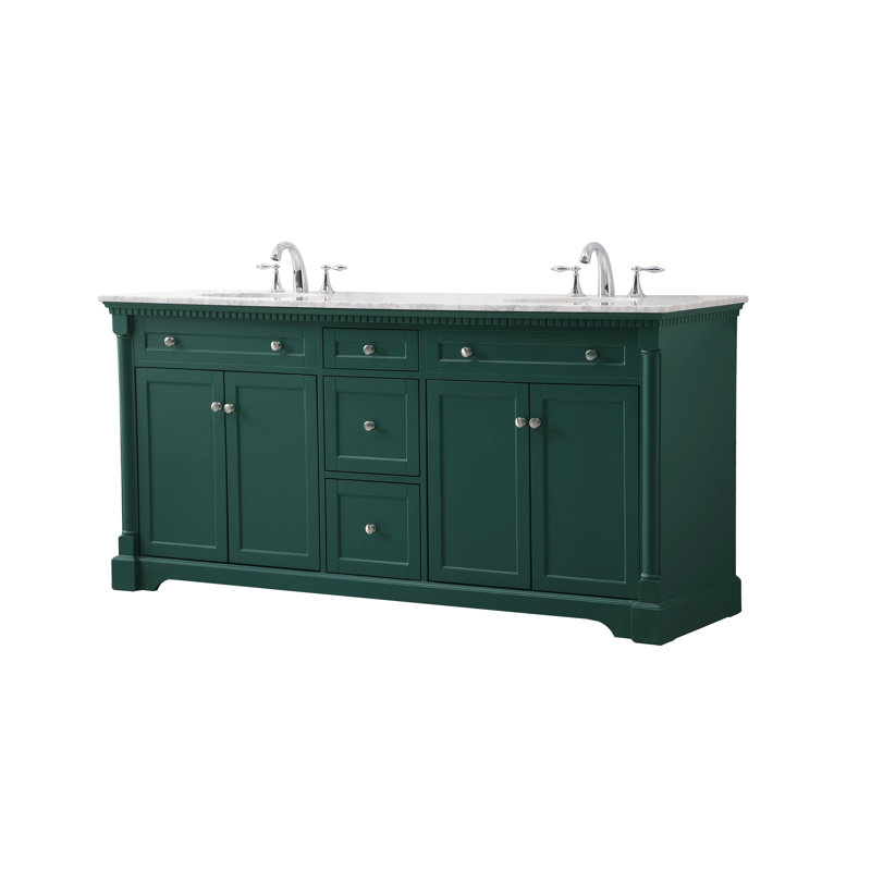 Red Barrel Studio® 72'' Double Bathroom Vanity with Marble Top ...