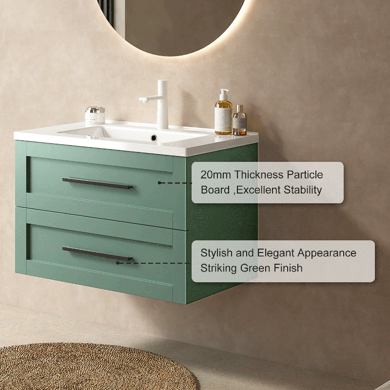 Flolinda 36 Inch Floating Bathroom Vanity with Sinkand 14-Inch Floating ...