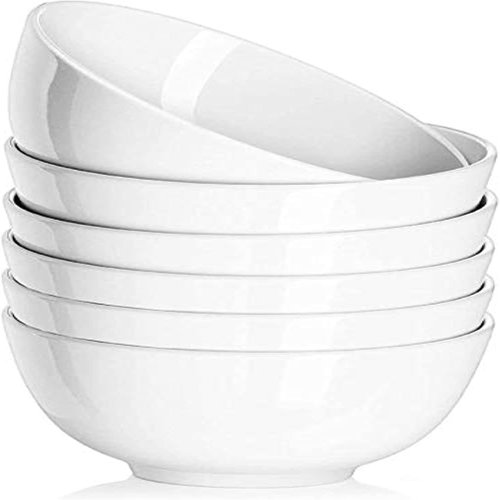Hokku Designs 22 Ounce Soup Bowls, Cereal Bowl, 6 Inch Bowls Set, White ...