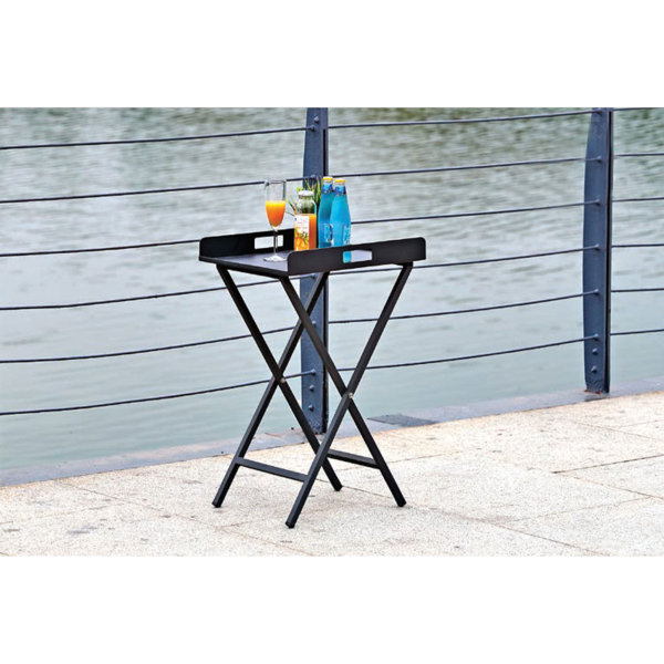 Latitude Run® Gray Aluminum Indoor Outdoor Tray Table | Wayfair
