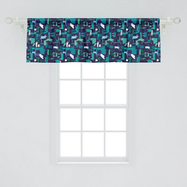 Ambesonne Contemporary Valance Pack of 2 Grunge Murky ShapesIndigo Dark ...