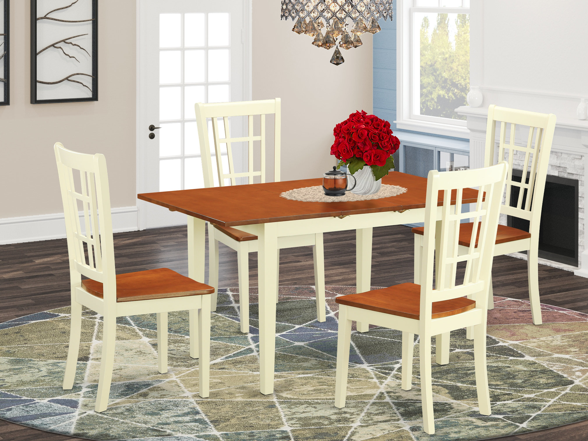August Grove Gosson Butterfly Leaf Rubberwood Solid Wood Dining Set ...