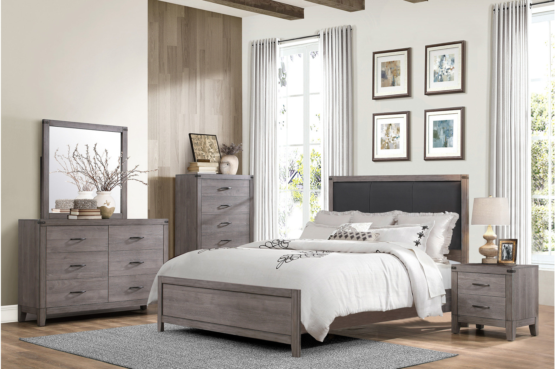 Millwood Pines Rowana Upholstered Platform 6 Piece Bedroom Set | Wayfair