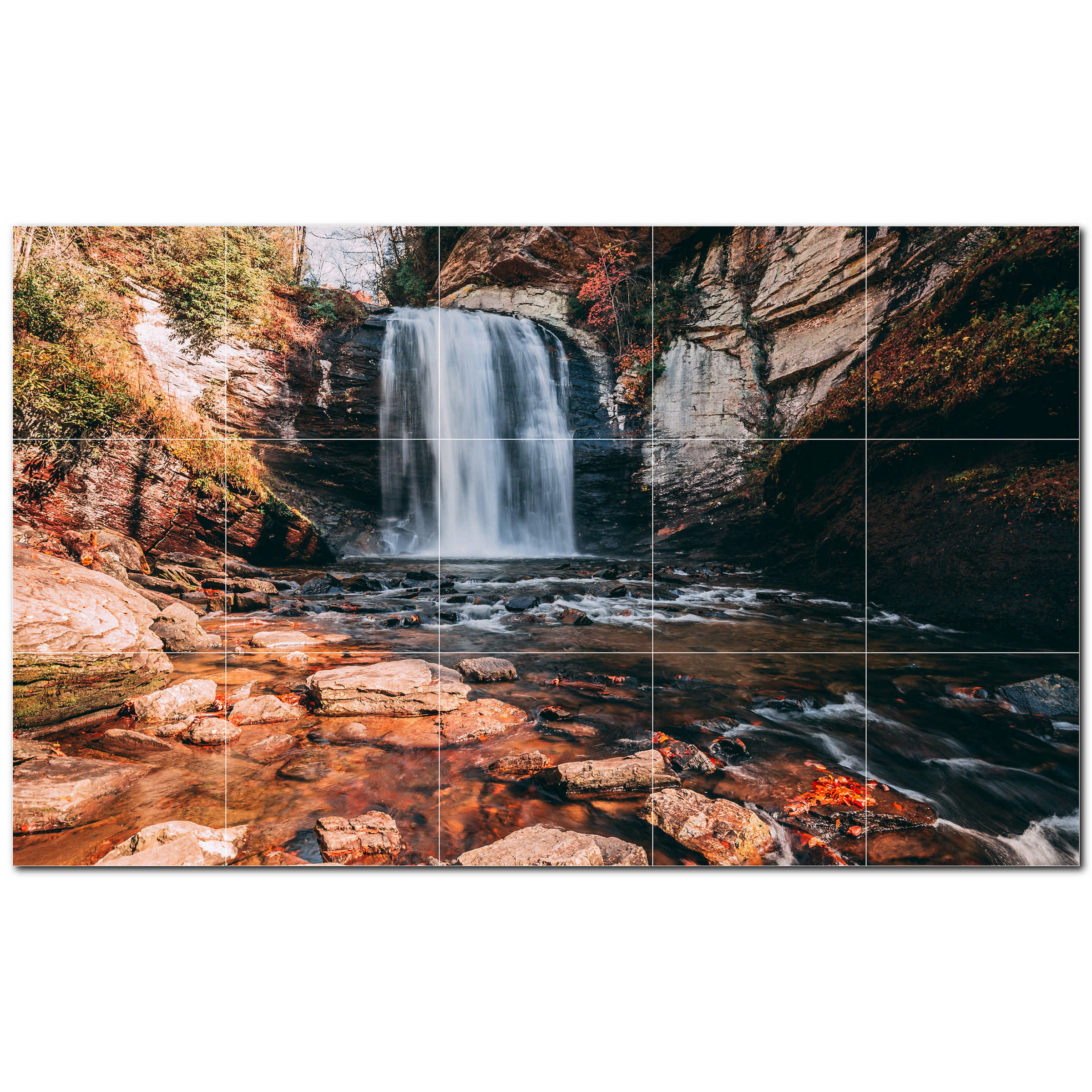 Picture-Tiles.com 60" x 36" Ceramic Waterfalls Photo Decorative Mural ...