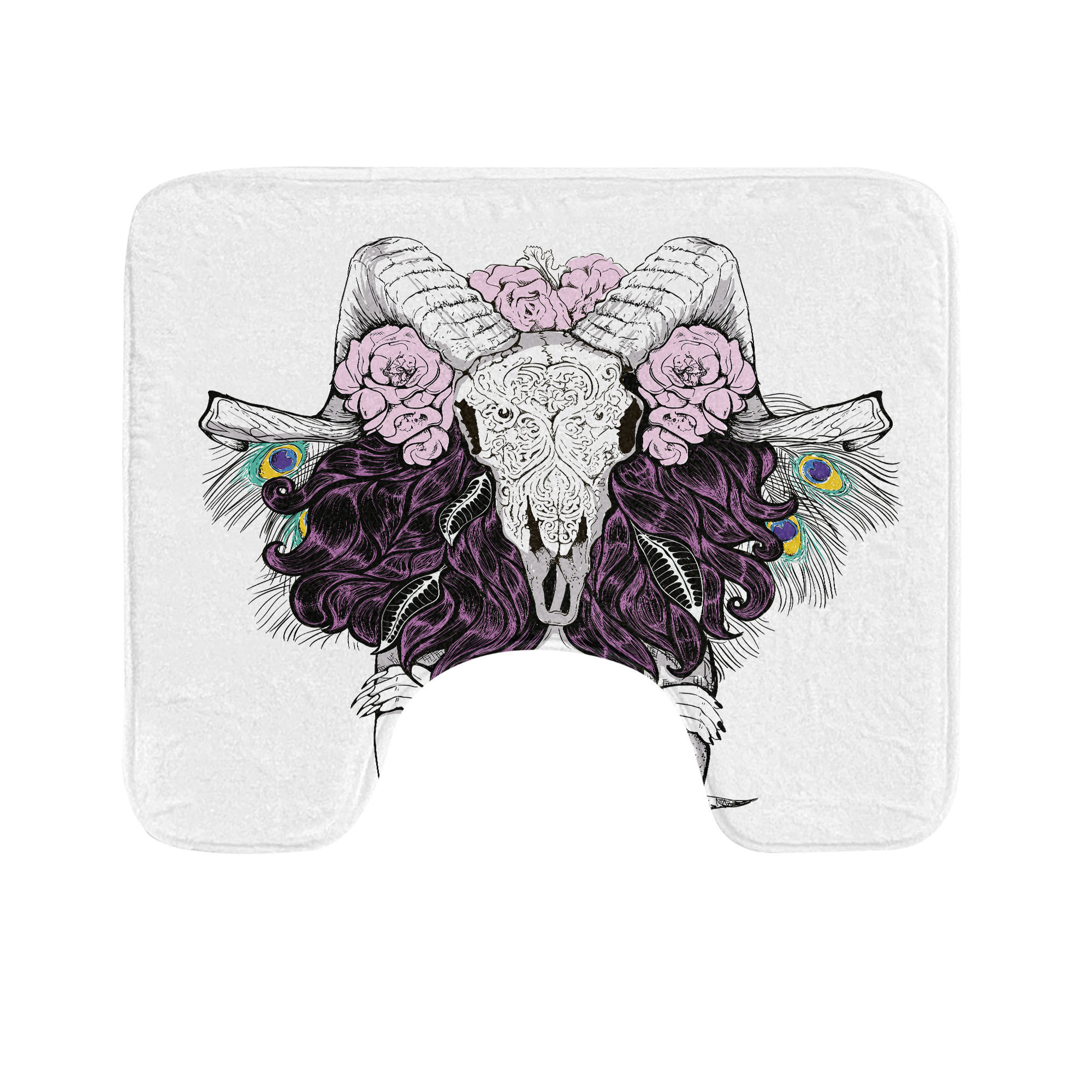 East Urban Home Skull Toilet Mat U-Shape Bathroom Rug 20" Multicolor ...