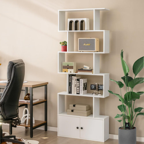 Millwood Pines Niklaus Geometric Storage Bookcase & Reviews | Wayfair
