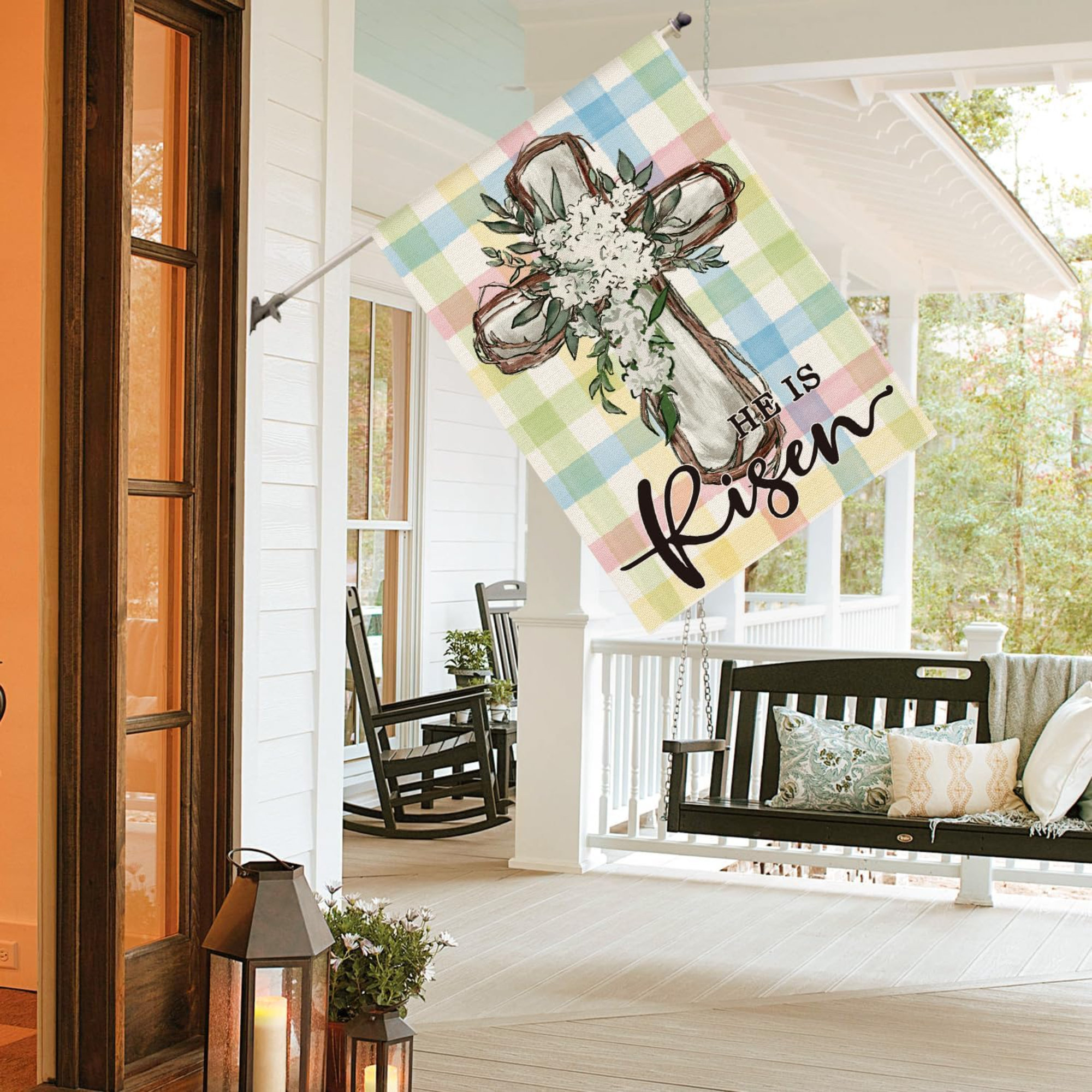 The Holiday Aisle® Risen Easter House Flag 28X40 Inch Double Sided ...