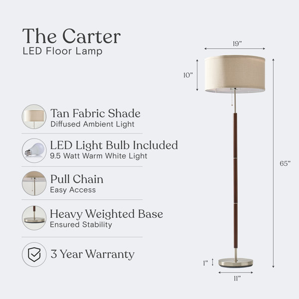 Brightech Carter 65 in. Mid-Century Modern LED Energy Efficient Floor ...