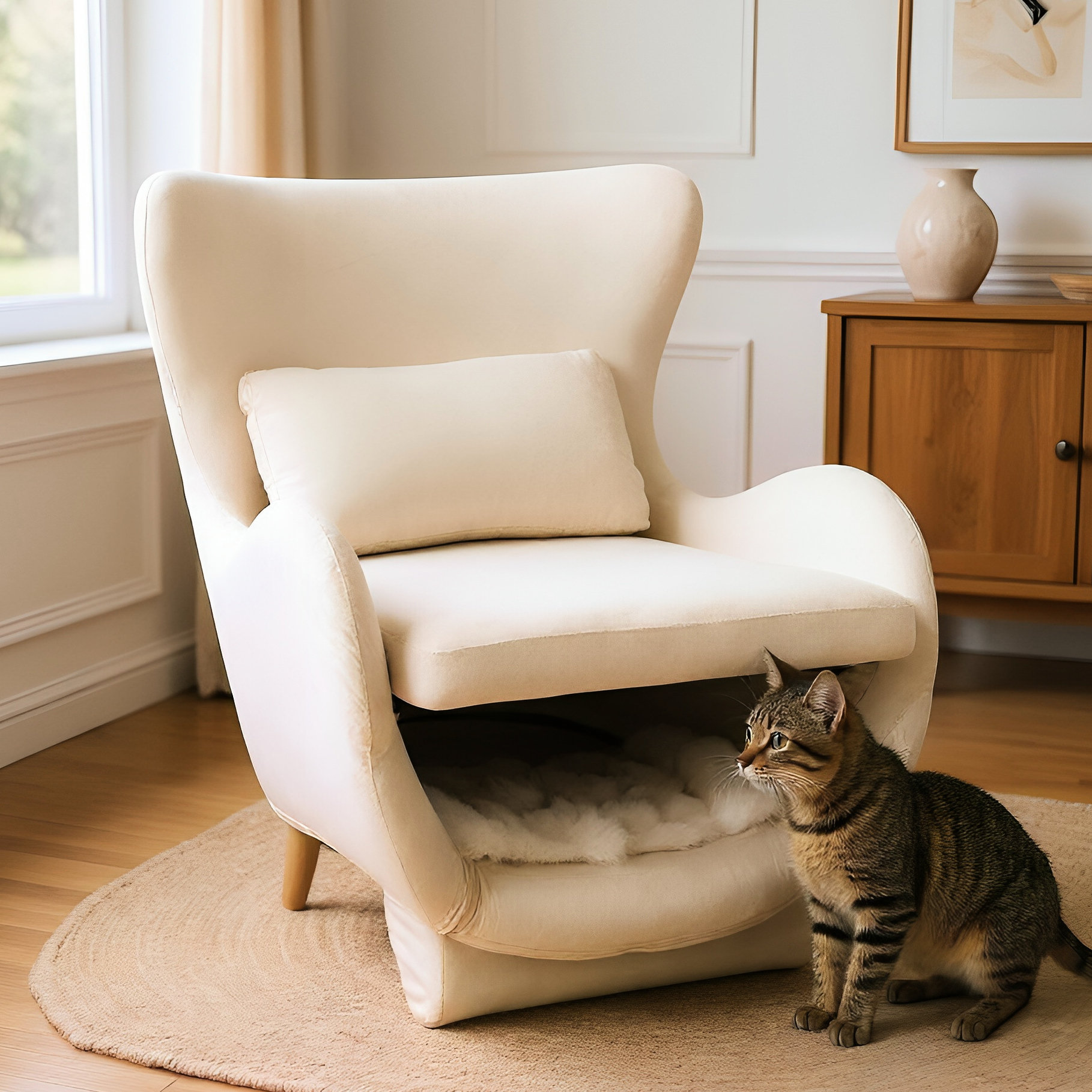 Red Barrel Studio Orange Mid - Century Style Pet Lounge Chair With Soft ...