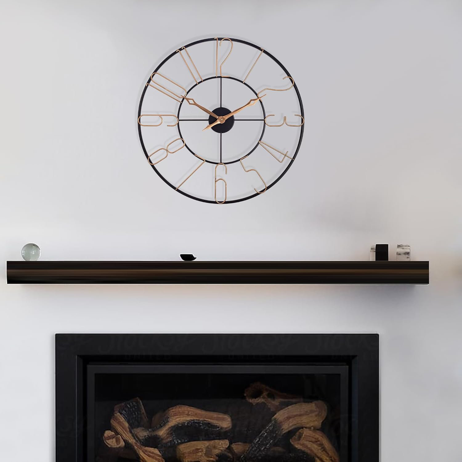 17 Stories Large Modern 24 Inch Wall Clock Silver, Oversized Big ...