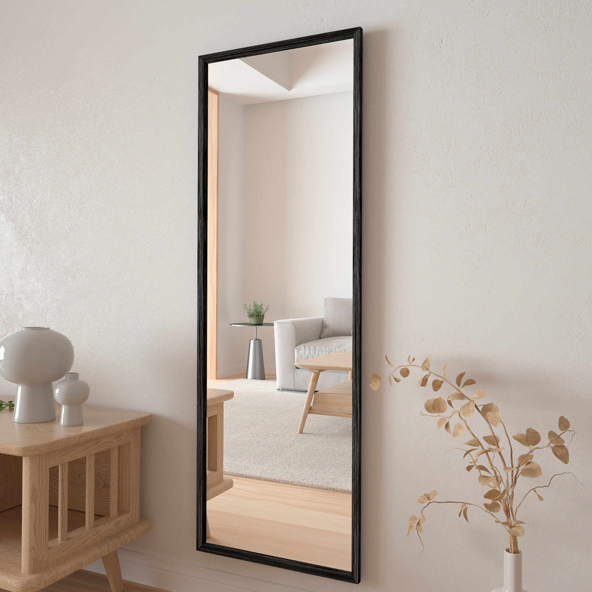 Latitude Run® Full Length Mirror, Rectangle Floor Mirror Full Body ...