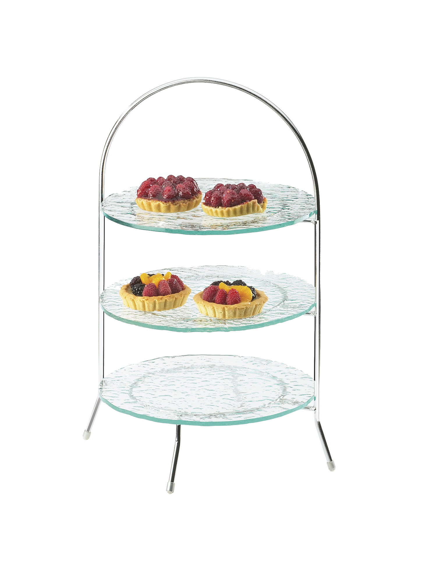 Cal-Mil Iron Three Tier Chrome Bowl And Plate Display - 11 3/4" X 11 3/ ...