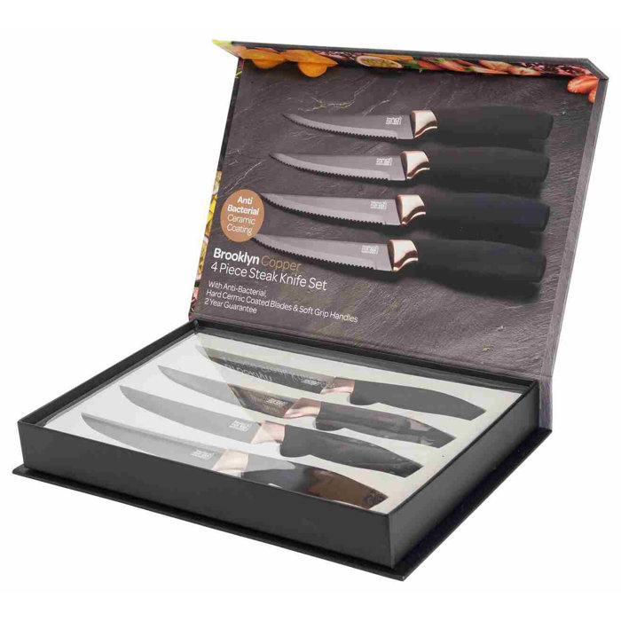 David Shaw Silverware Brooklyn 4 Piece Stainless Steel Steak Knife Set ...
