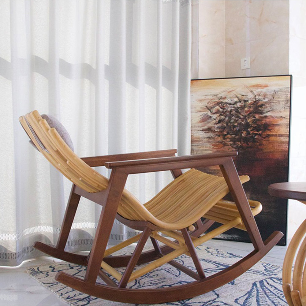 ChairVogue Solid Wood Natural Rattan Rocking Chair Rocking Chair | Wayfair