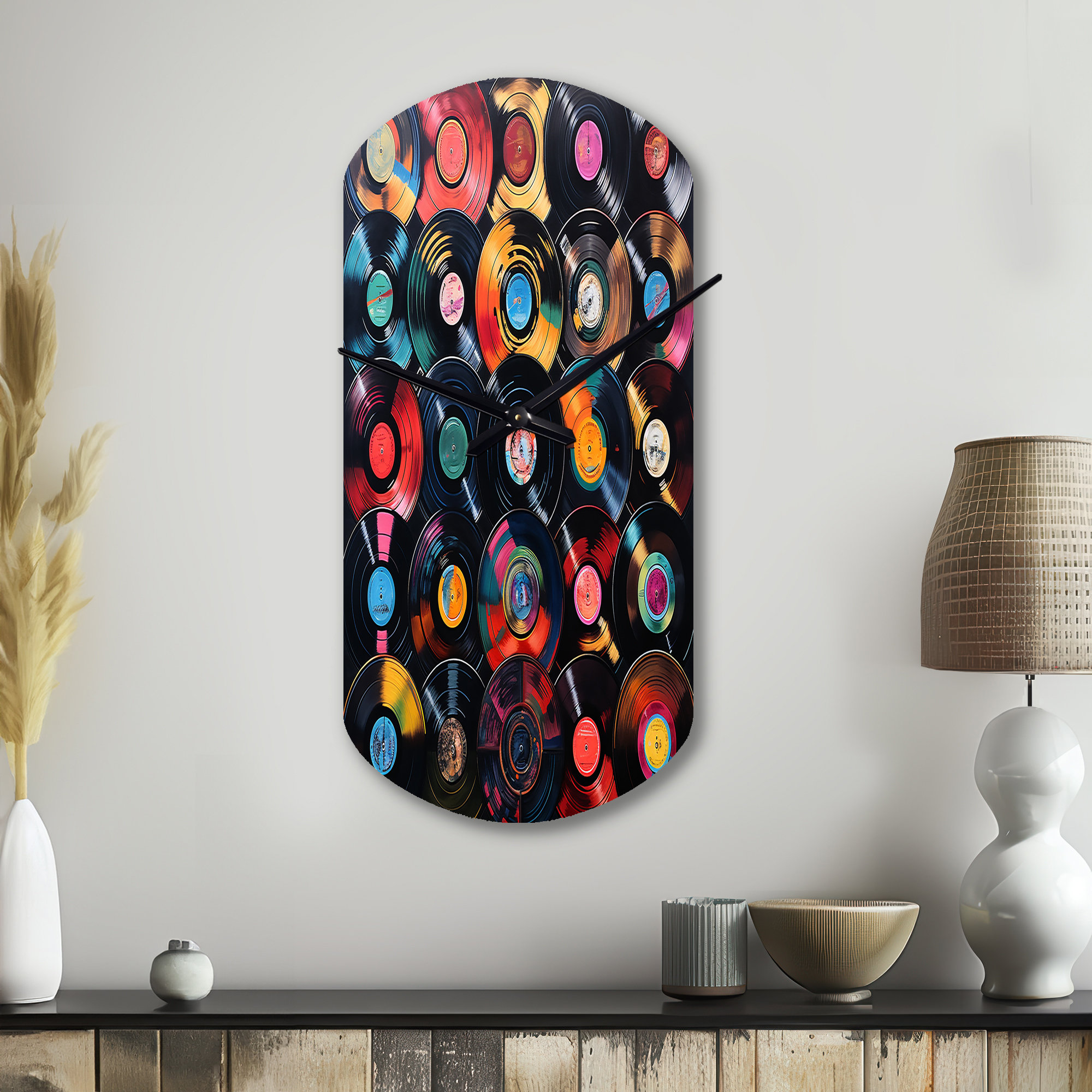 Design Art Colorful Vinyl Records Melodies III - Vinyl Records Cylinder ...