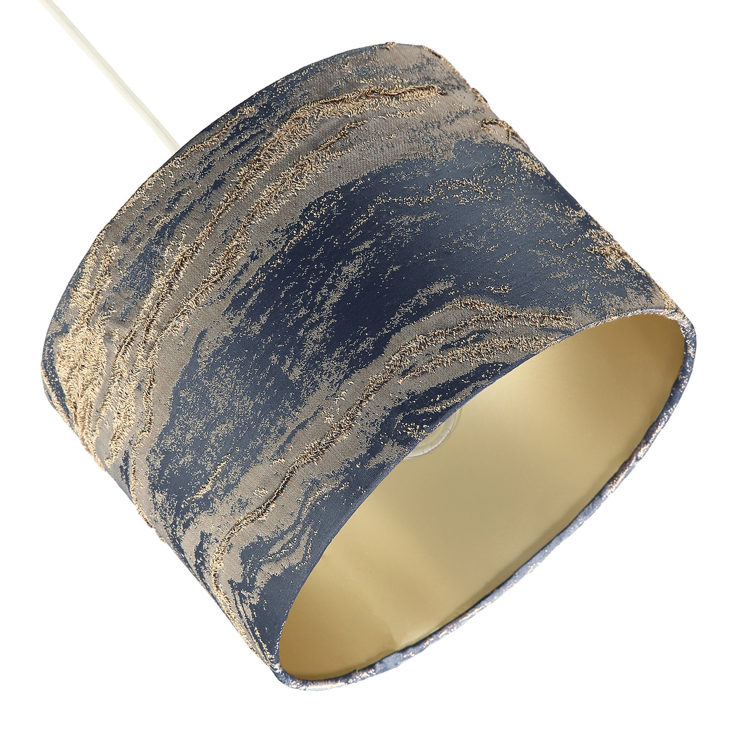 Happy Homewares Navy Blue Jacquard Cotton Lamp Shade With Gold Leaf ...