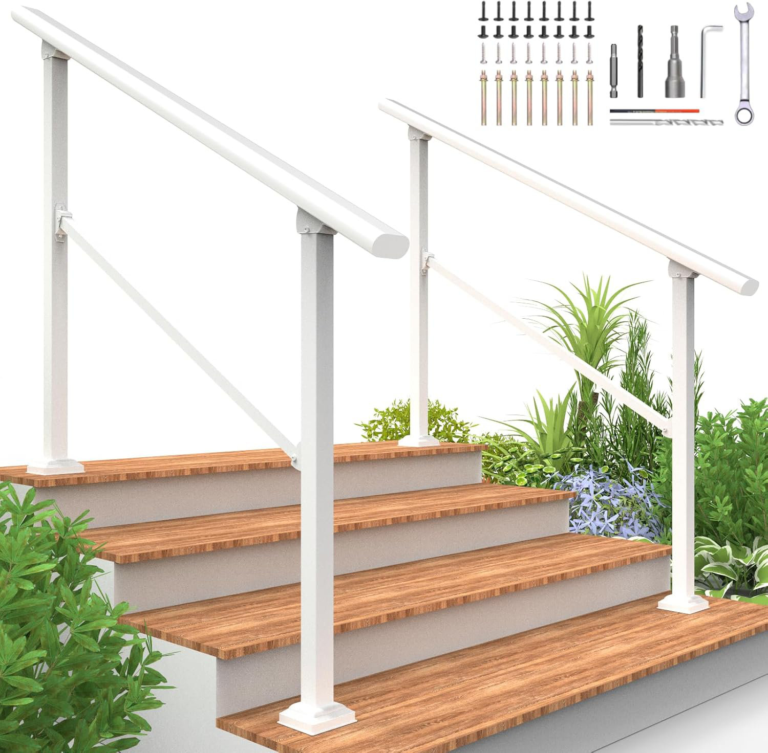 SIPIROT 2 Pack 4 Step Hand Rails for Outdoor Steps,Railings for Outdoor ...
