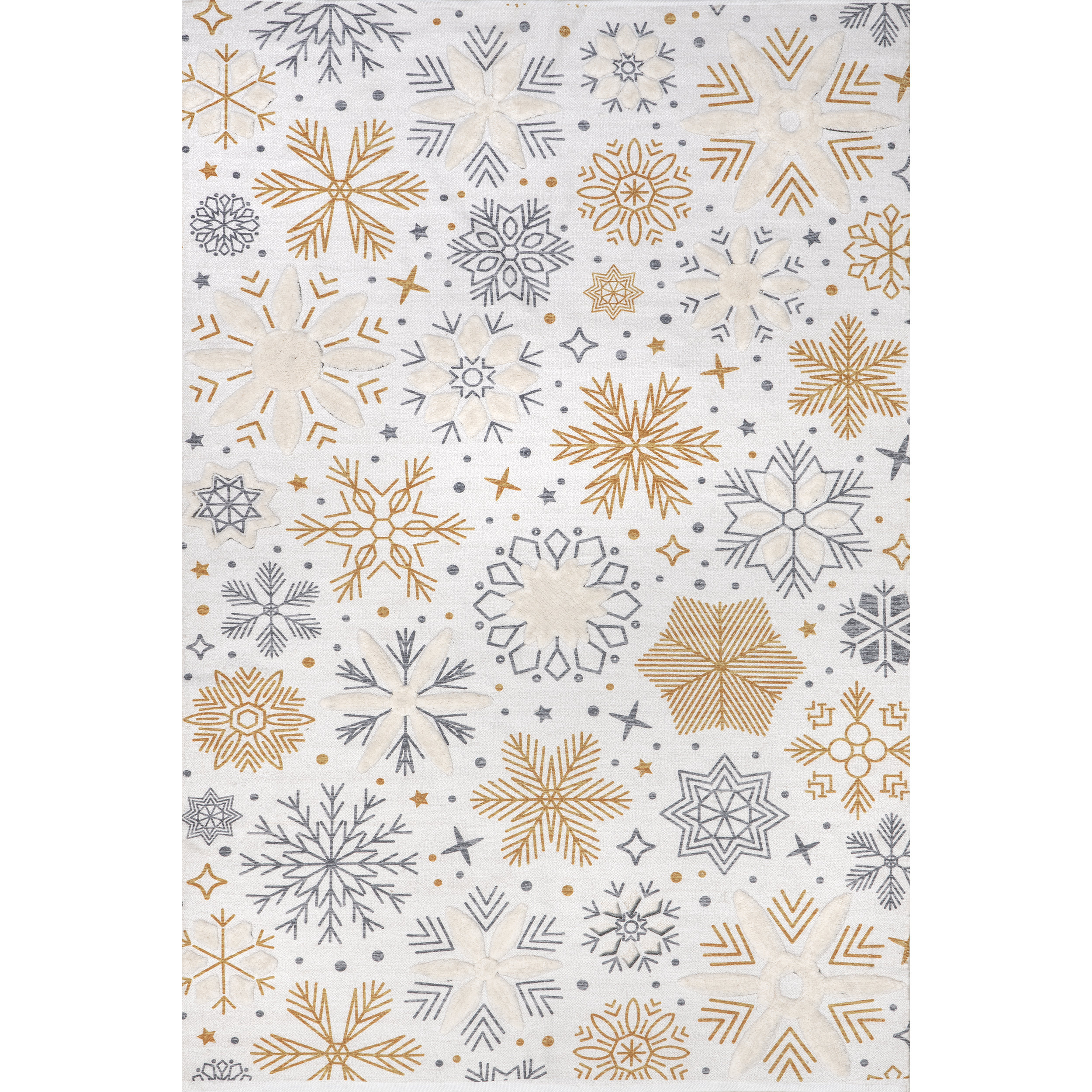 Bungalow Rose Eloide High-Low Snowflake Area Rug | Wayfair