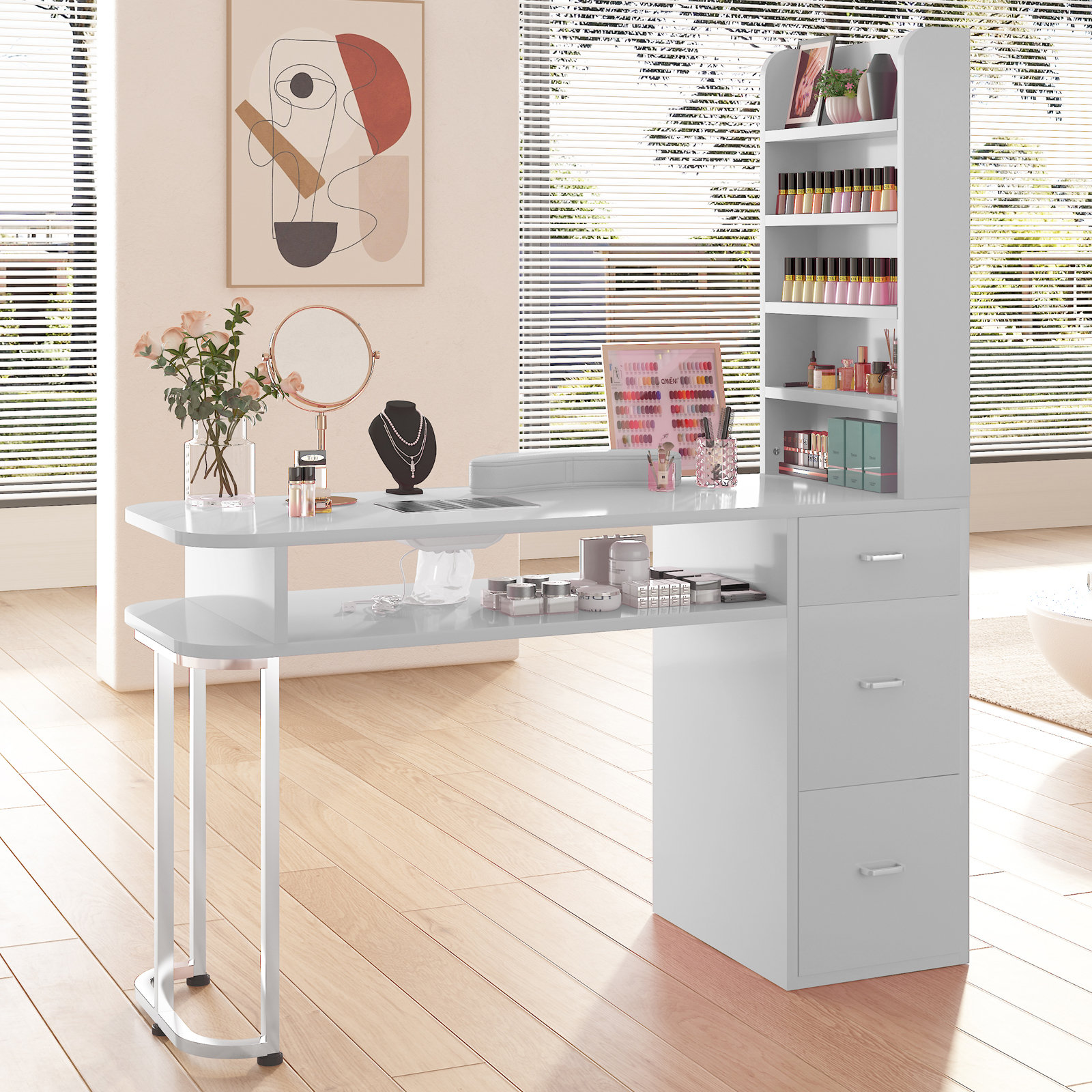 Hokku Designs Manicure Table, Professional Nail Table For Nail Tech ...