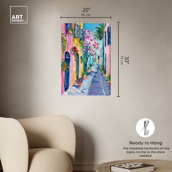 Art Remedy The Colorful Streets Framed Colorful Coastal 57423 | Wayfair