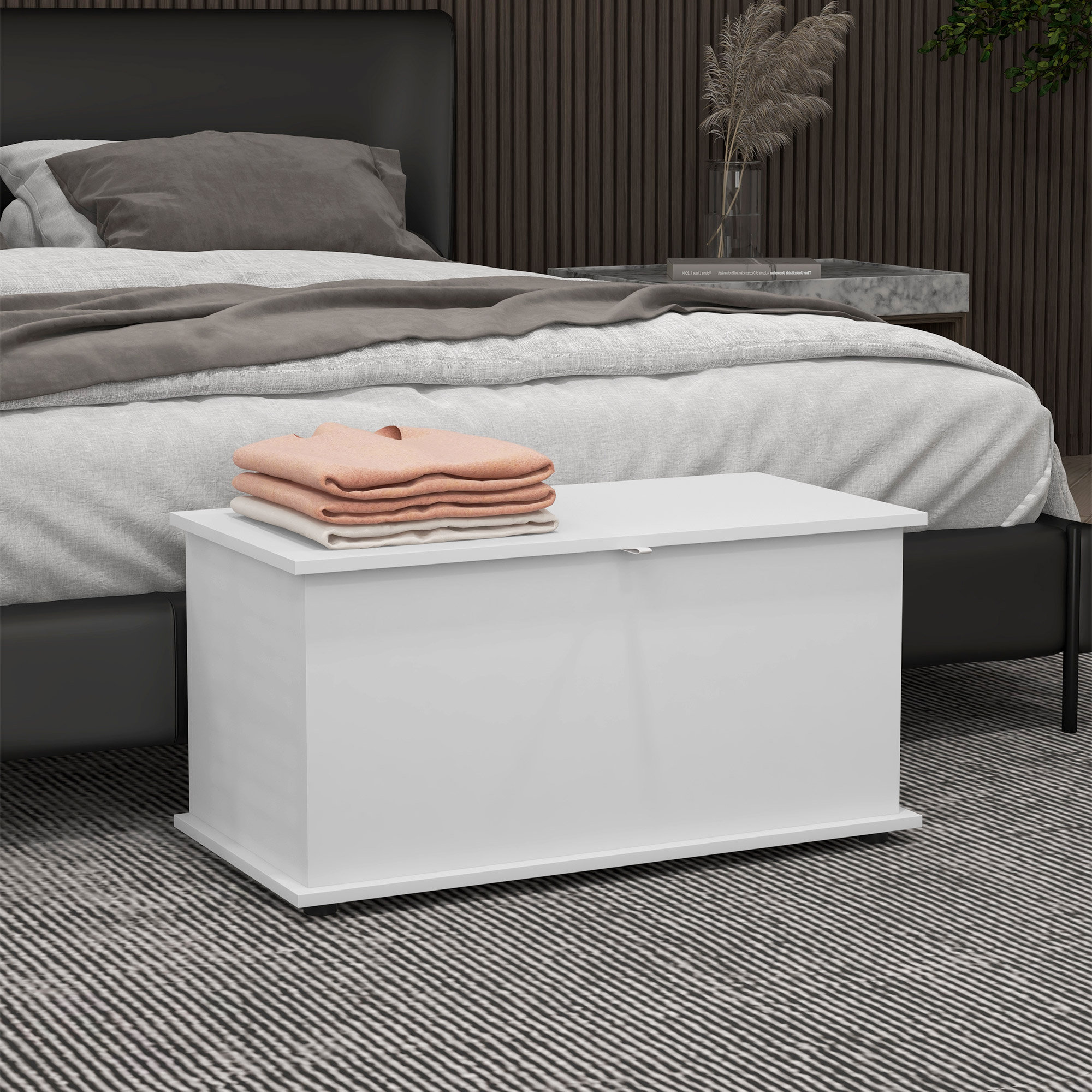 Ebern Designs Lift Top Storage Chest with 2 Safety Hinges, Flip-Top Lid ...