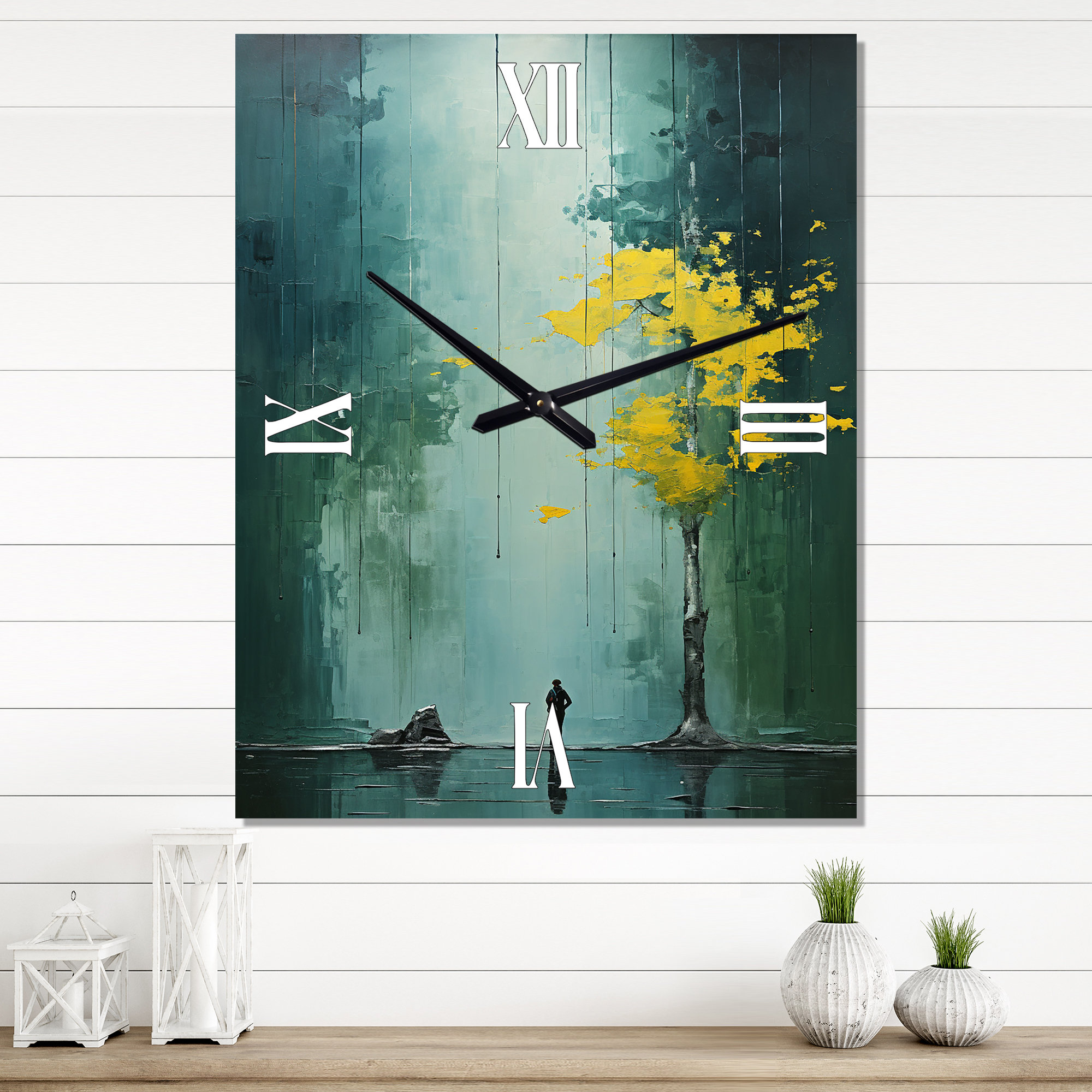 Design Art Bold Forest Emerald Canopy V - Forest Very Large Wall Clocks ...