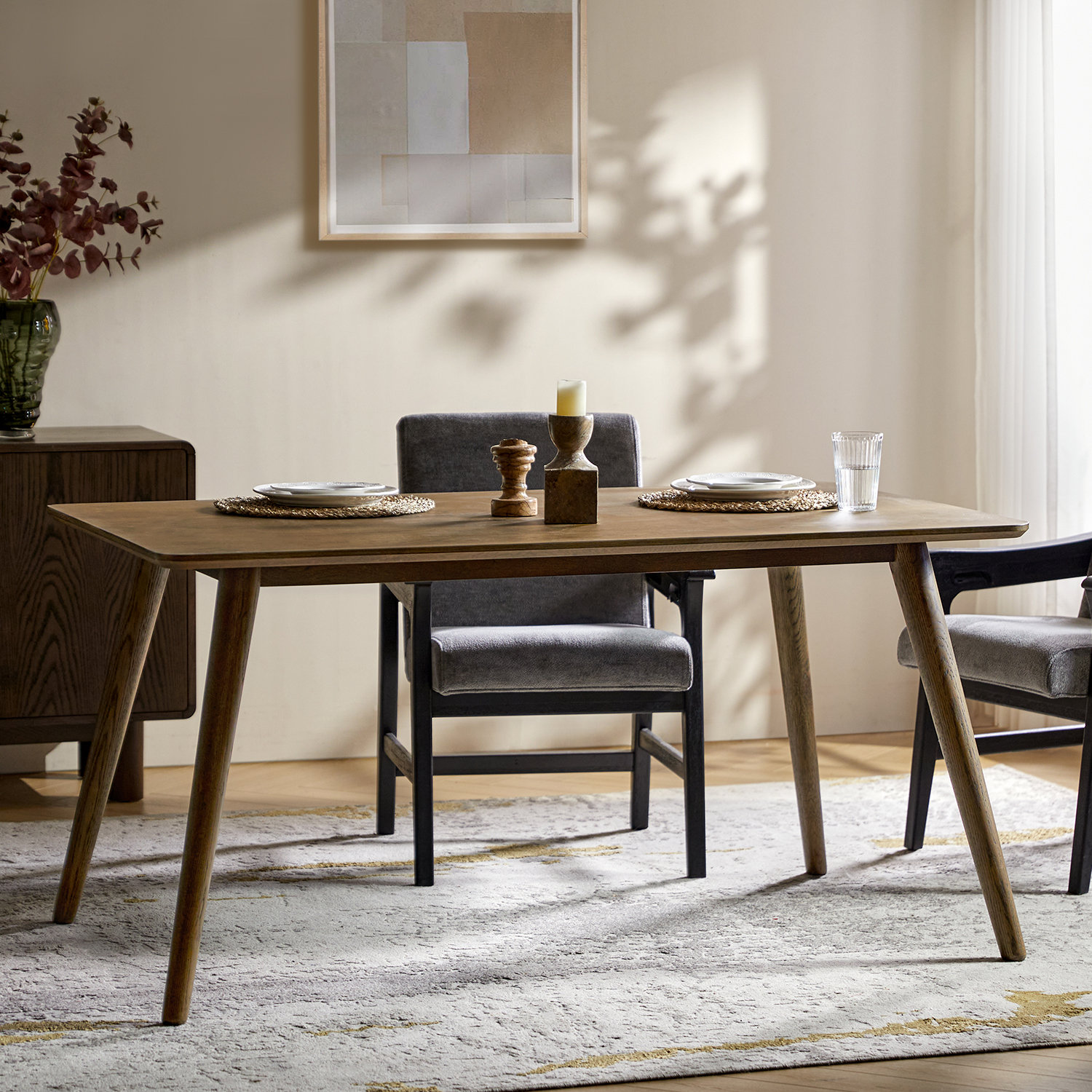 George Oliver Eby 60"W Mid-Century Modern Oak Rectangle Dining Table ...