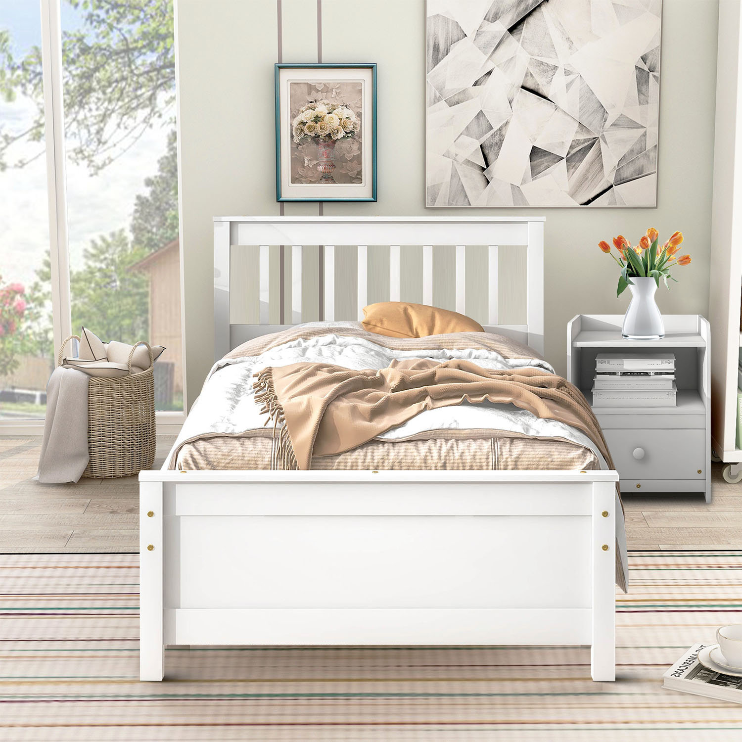 Winston Porter Fashionable And Simple Twin Size Wooden Platform Bed ...